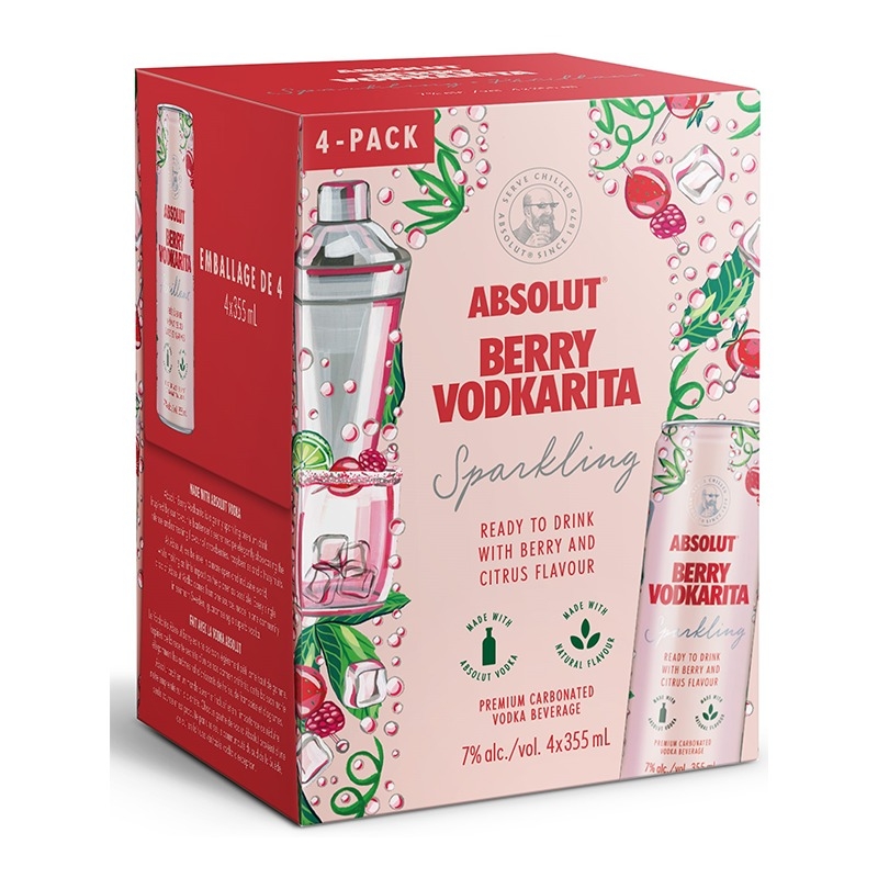 ABSOLUT BERRY VODKARITA COCKTAIL 4PK from Platina Liquor
